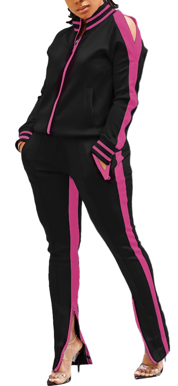 TOPONSKY Women Sweatsuit For Hoodie Womens Jogger Set Sweat Suits Outfit Black Rose XL