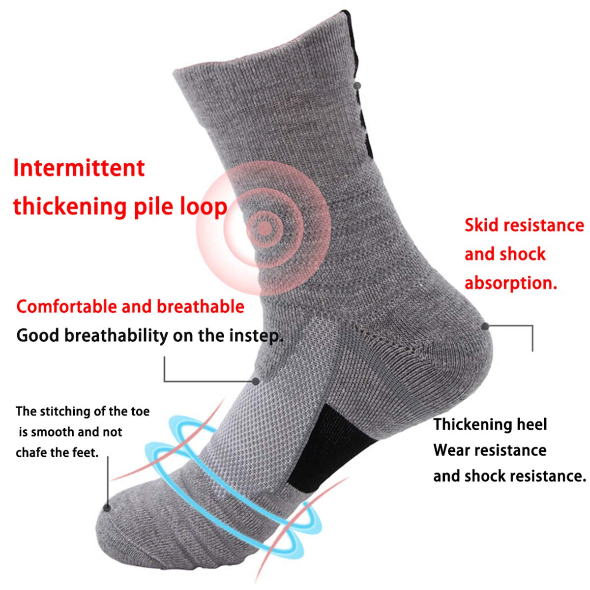 YQHMT Basketball Socks Outdoor Athletic Crew Socks Thick Compression Long Running Sports Socks for Men & Women 4 Pack