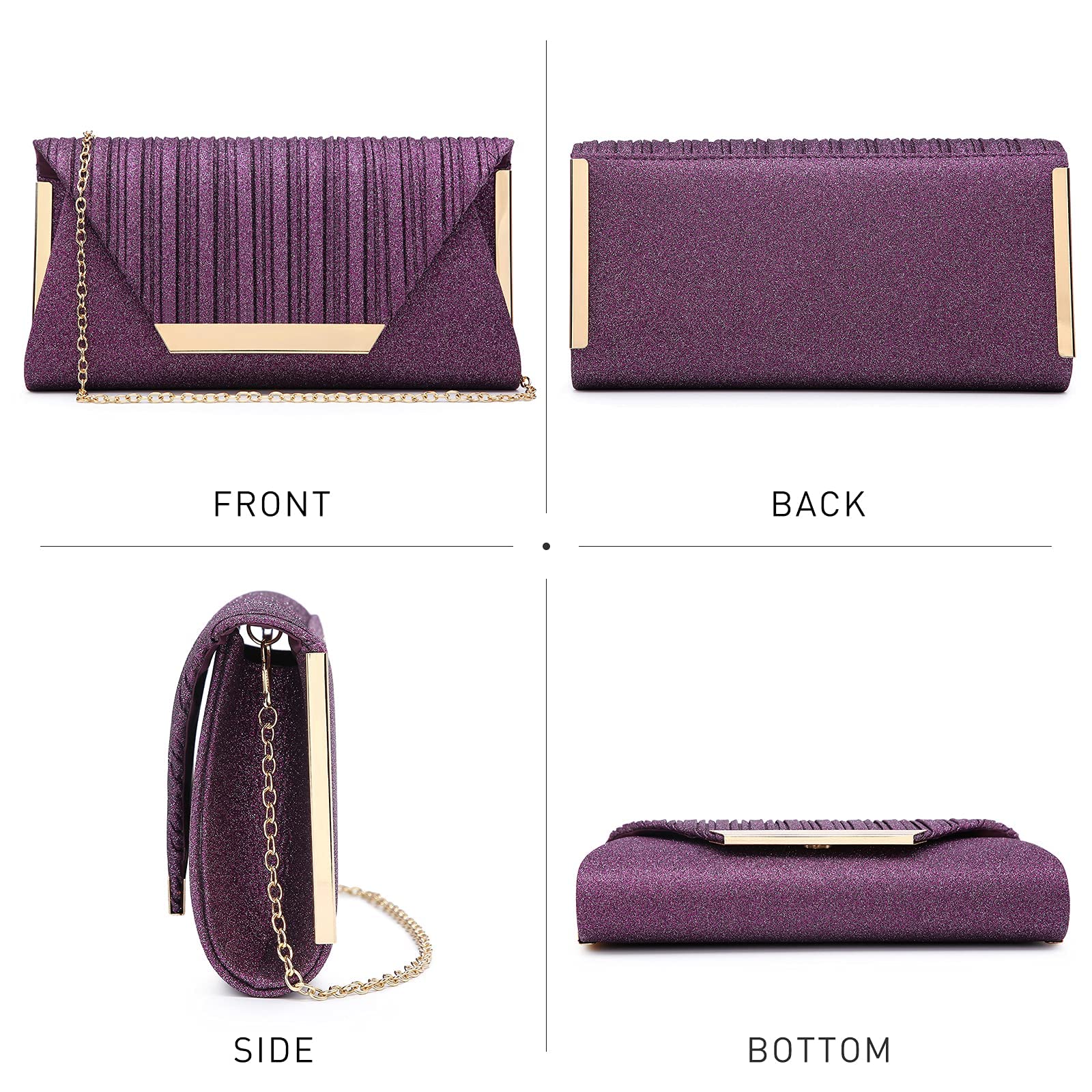 Dasein Women Evening Bags Wedding Purses Handbags Party Clutches Cocktail Prom Formal Clutch with Glitter