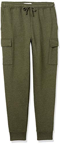 Amazon Essentials Cargo Sweatpants for Men - Fleece Jogger, Olive Heather, Medium