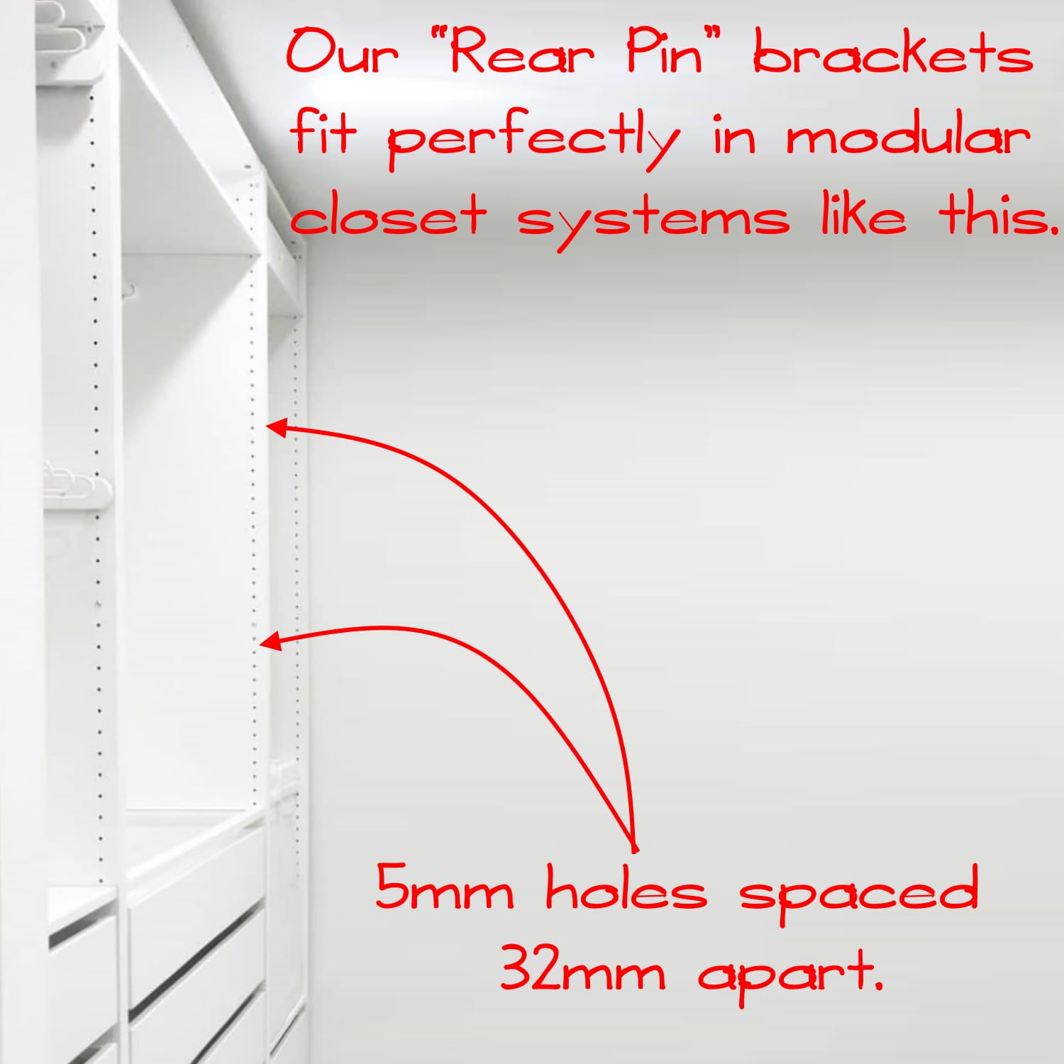 CUSTOM CUT - Oval Closet Rod | Up to 36" | Rear Pin Wall Brackets | Polished Chrome