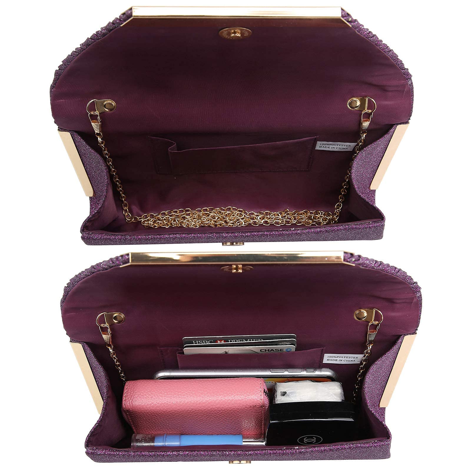 Dasein Women Evening Bags Wedding Purses Handbags Party Clutches Cocktail Prom Formal Clutch with Glitter