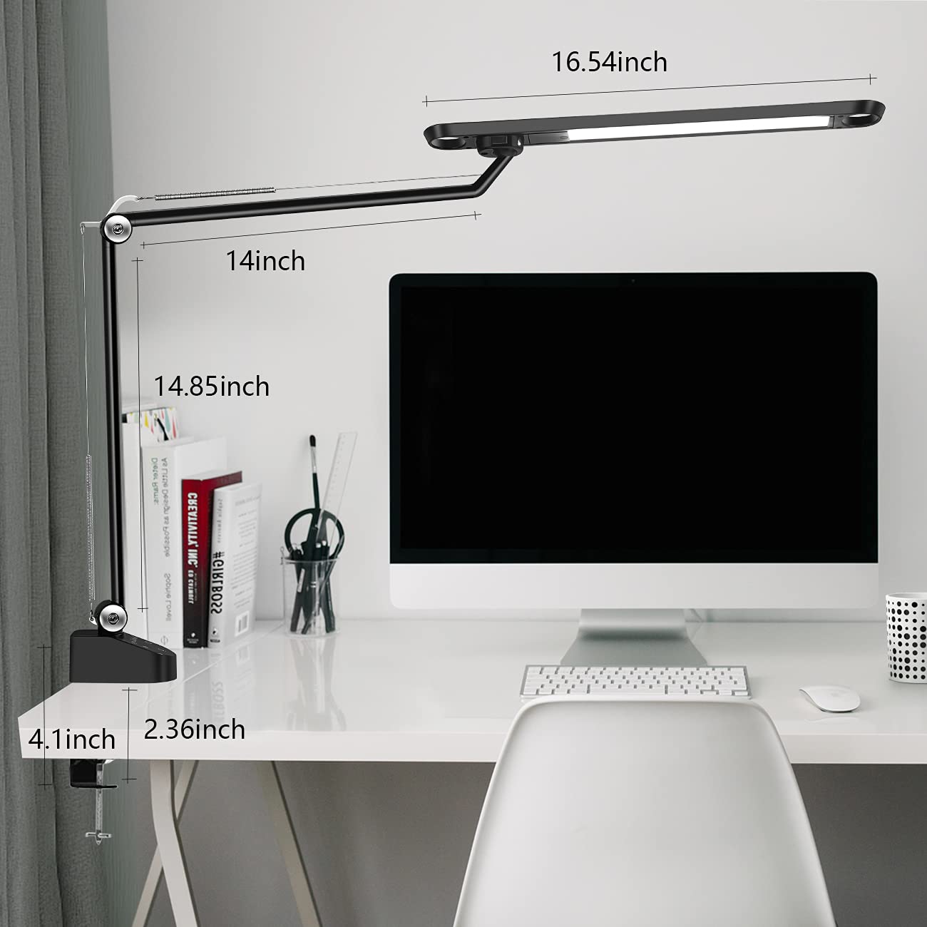 Weliry LED Desk Lamp Architect Task Lamp LED Clamp Table Lamp Eye Caring Dimmable Lamps 5 Color Modes 4 Brightness Levels(Touch Control Angle Adjustment Great for Study Reading Work Task/Office)