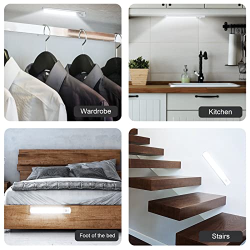 Under Cabinet Lights Motion Sensor: 66-Led Closet Light Wireless Magnetic Light Under Counter Lights for Kitchen 1000mAh USB Rechargeable Led Lights for Wardrobe Stairs Hallway Indoor 9.0 inch 2Pcs