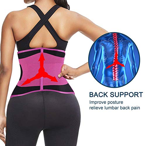 coastal rose Women Waist Trainer Cincher Belt Underbust Latex Corset Tummy Control Sweat Girdle Workout Slim Belly Band Rose Red XXL