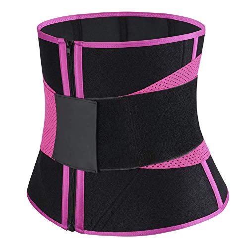 coastal rose Women Waist Trainer Cincher Belt Underbust Latex Corset Tummy Control Sweat Girdle Workout Slim Belly Band Rose Red XXL