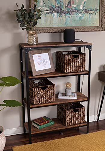 BIRDROCK HOME Storage Shelf Baskets with Handles - Set of 3 - Abaca Seagrass Wicker Basket - Pantry Bathroom Shelves Organization - Natural Under Shelf Basket - Handwoven (Brown Wash)