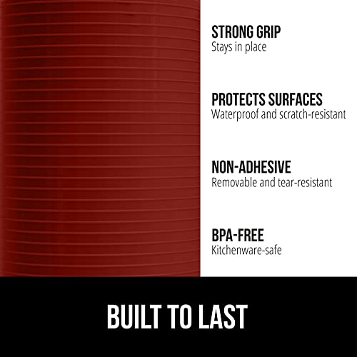 GORILLA GRIP DuraGuard Shelf Liner, Non-Adhesive Cabinet Liners for Kitchen Drawers, Shelves, Refrigerator, Pantry Storage, Bathroom Closet, Durable Waterproof BPA Free Ribbed Plastic, 12x10 Dark Red