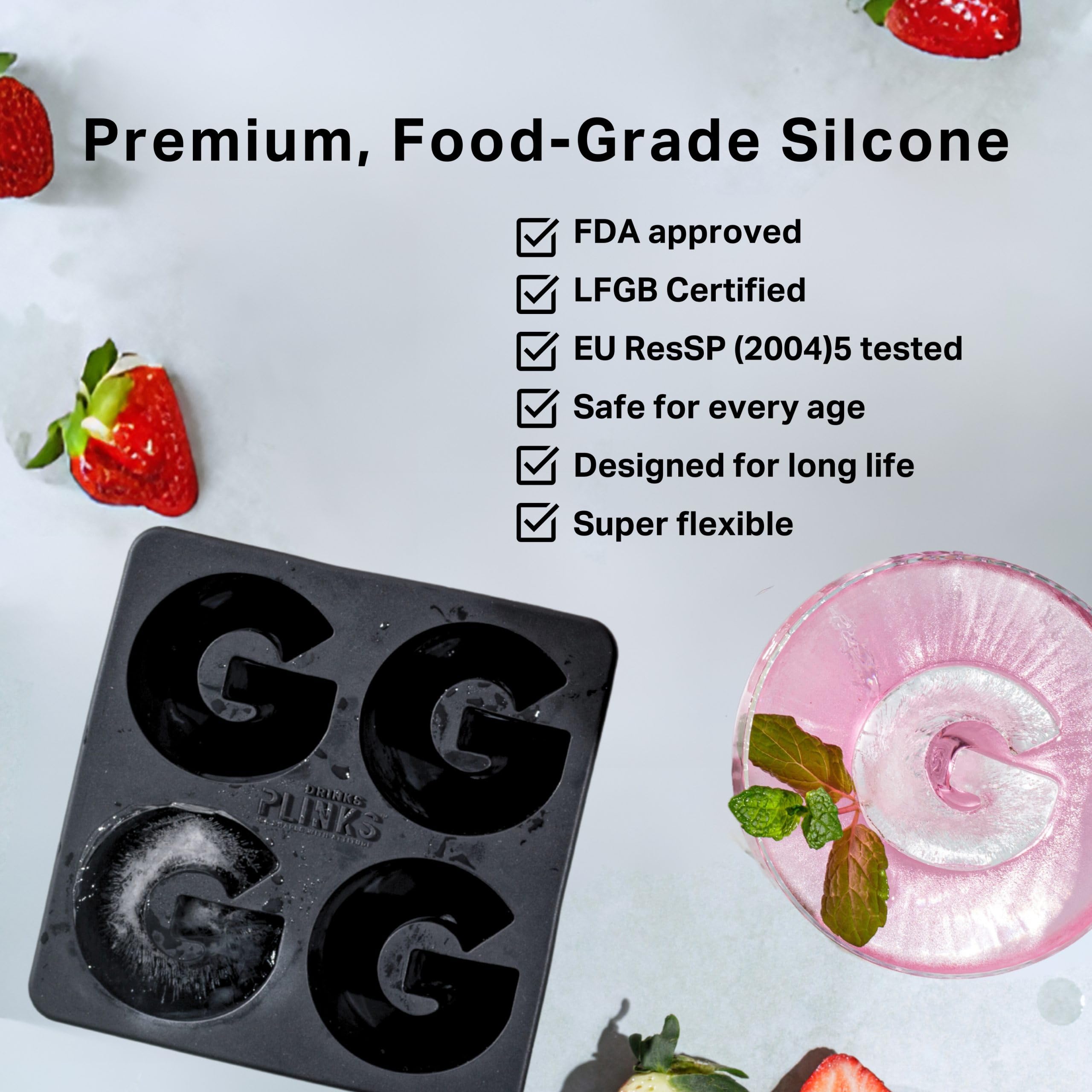 DRINKSPLINKS Ice Cube Tray Megacube Shaped Premium Silicone Mold Freezer Tray & Oven-Safe Meal Prep Container | Ice For Cocktails & Water Bottles | Meal Prep, Baby Food | Bartender Ice