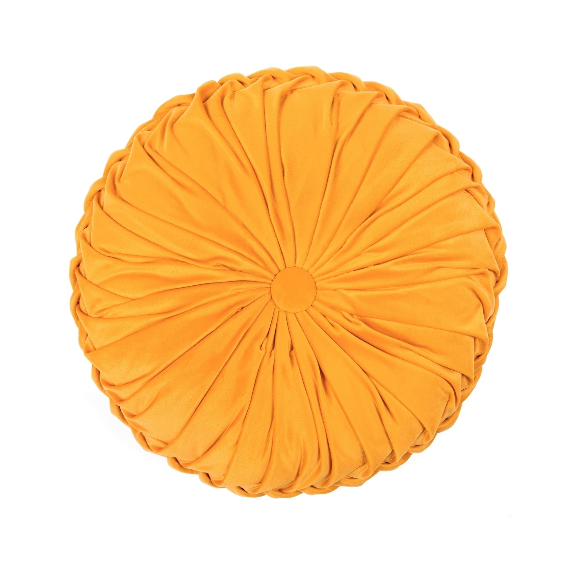 Lush Decor Round Pleated Soft Velvet Decorative Throw Pillow, 1 Count, 15" Diameter, Taupe - Neutral Plush Round Pillow, Seat Cushion, Decorative Pillows For Bed, Couch, Or Chair