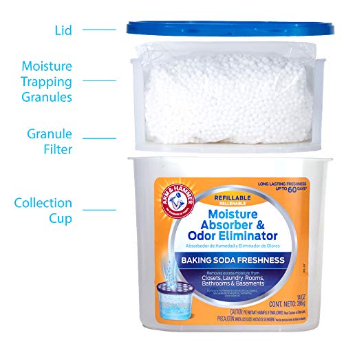 Arm & Hammer Fragrance Free Refillable Moisture Absorber and Odor Eliminator 14 oz.(Pack of 3)