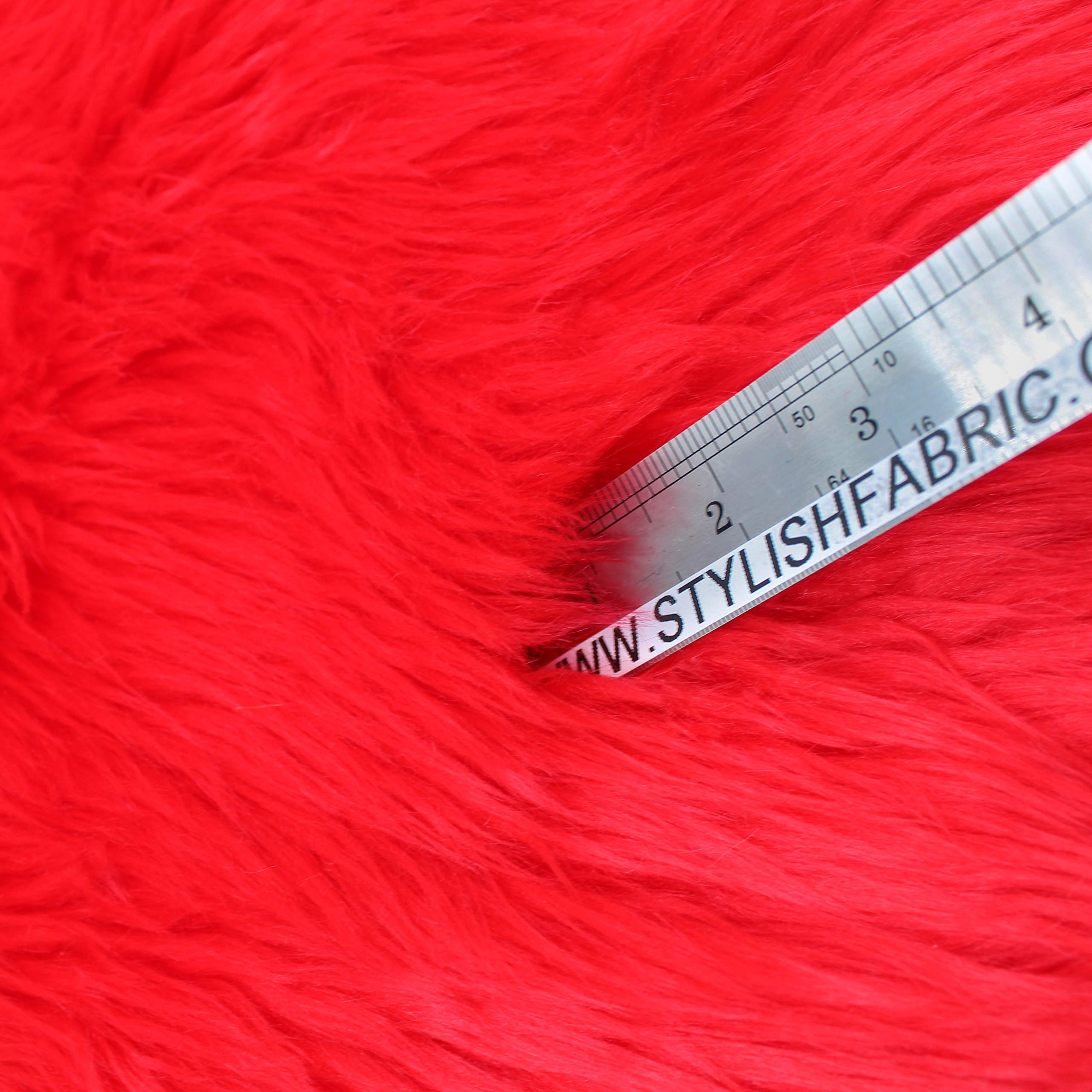Stylish Fabric 60" Wide 1-2 Inches Long Pile Luxury Shag Fur (Red, 1 Yard)