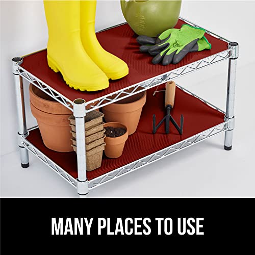 GORILLA GRIP DuraGuard Shelf Liner, Non-Adhesive Cabinet Liners for Kitchen Drawers, Shelves, Refrigerator, Pantry Storage, Bathroom Closet, Durable Waterproof BPA Free Ribbed Plastic, 12x10 Dark Red