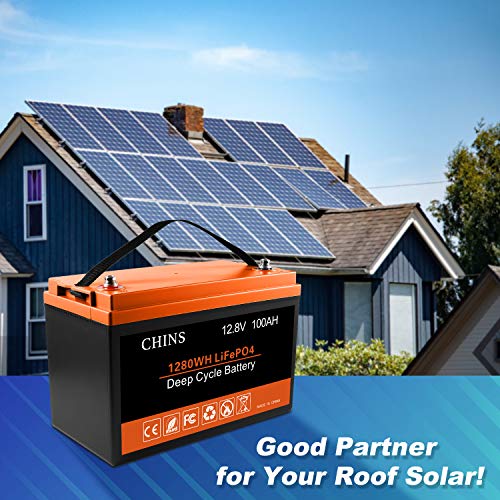 CHINS Bluetooth LiFePO4 Battery Smart 48V 120AH Lithium Battery Perfect for Golf Cart, Trolling Motor, Marine, Built-in 200A BMS, Includes Battery Monitor