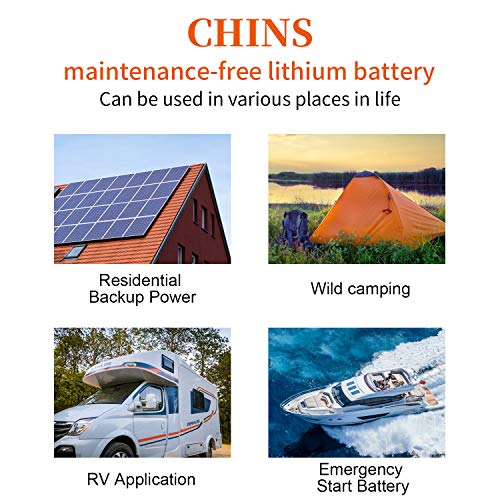 CHINS Bluetooth LiFePO4 Battery Smart 48V 120AH Lithium Battery Perfect for Golf Cart, Trolling Motor, Marine, Built-in 200A BMS, Includes Battery Monitor