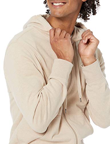 Amazon Essentials Men's Lightweight French Terry Full-Zip Hoodie, Oatmeal Heather, Medium