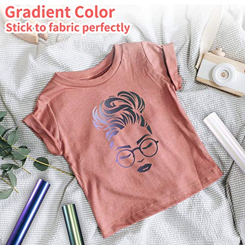 HTVRONT Chameleon HTV Vinyl Roll Heat Transfer Vinyl, 12" x10FT Iron On Vinyl for T-Shirt Chameleon Gradient Change Color PU HTV Sheet for Cricut, Silhouette Cameo(Bronze to Purple)