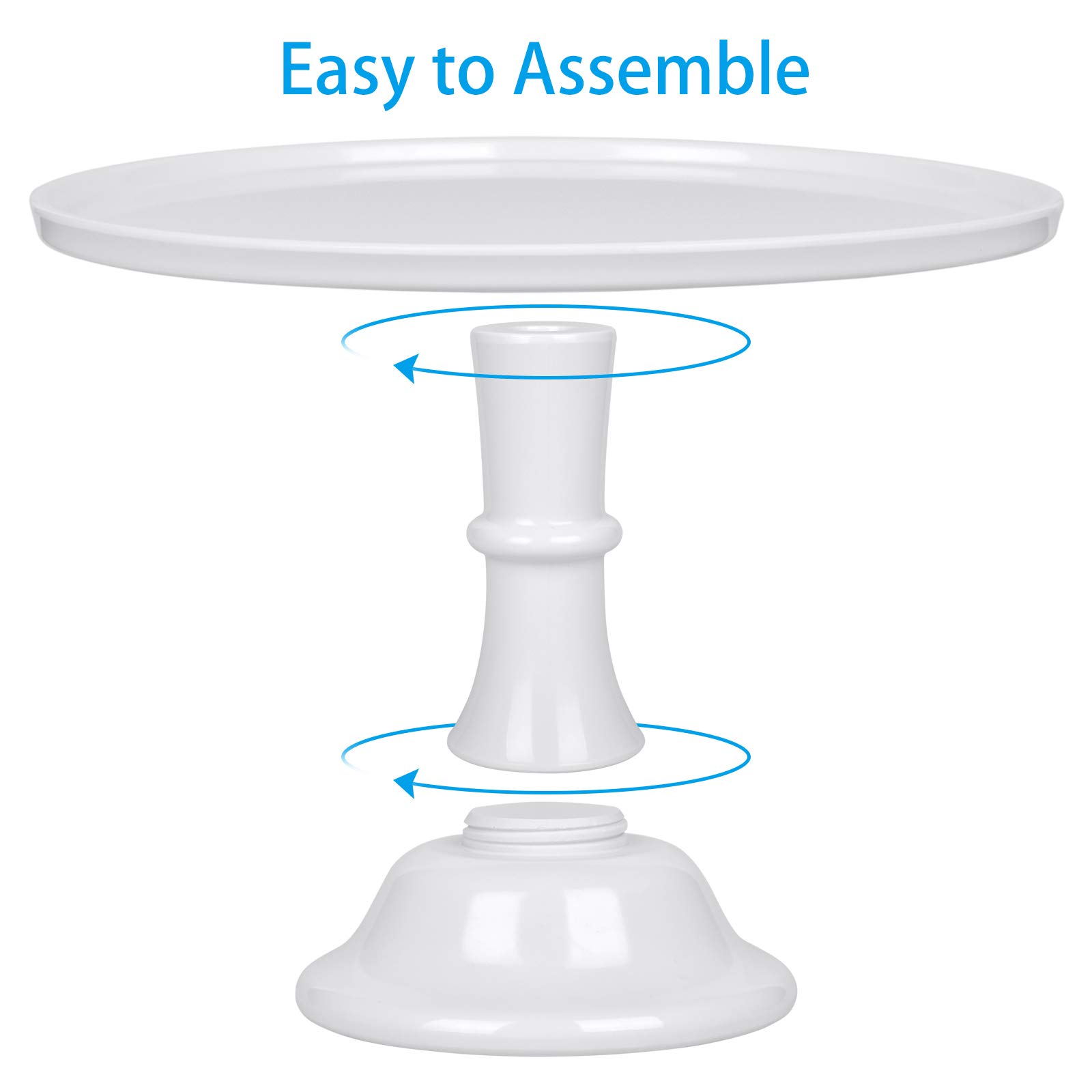 KLASKWARE Round Cake Stand 11" Melamine Cake Display Stand Dessert Cupcake Display Tray for Graduation,Wedding,Birthday,Party,Baby Shower,Anniversary,Ceremony,Christmas (White