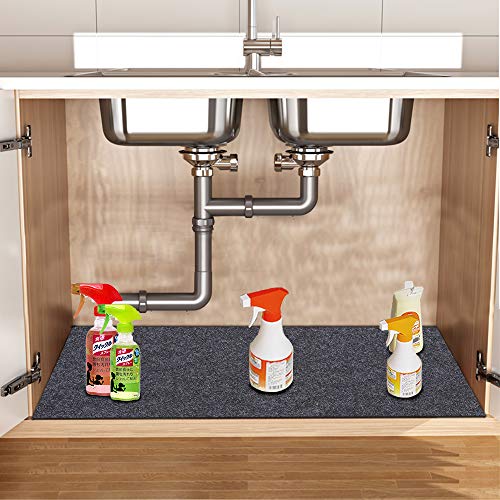 Under The Sink Mat, kitchen cabinet mat – Waterproof/Absorbent – Protects Cabinets,Absorbent felt material,Anti-Slip and Waterproof Backing,Contains Liquids,Washable (36" x 24")