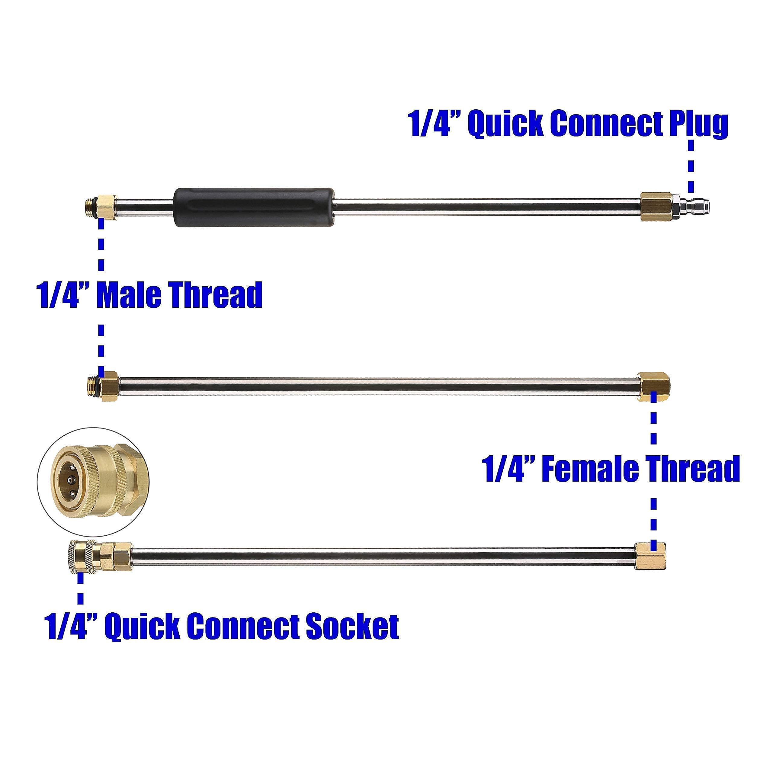 M MINGLE Pressure Washer Wand Extension, Gutter Cleaner Attachment for Pressure Washer Nozzle, 1/4 Inch Quick Connect