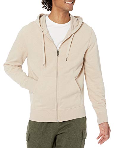 Amazon Essentials Men's Lightweight French Terry Full-Zip Hoodie, Oatmeal Heather, Medium