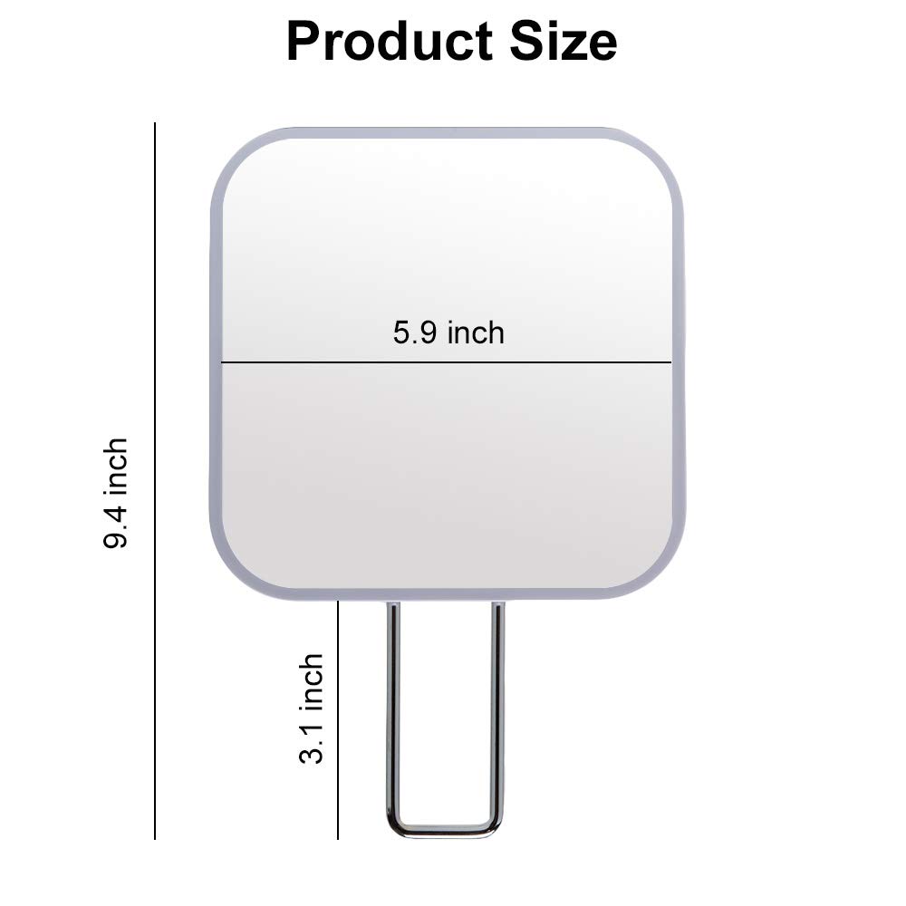 YEAKE Hand Mirror with Handheld Metal Stand, Table Desk Makeup Mirror Portable Travel for Multi-Hanging Wall Mirror On Bathroom Shower Shaving(Square)