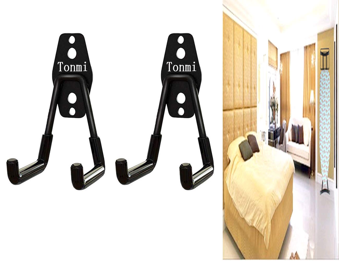 2Pcs Ironing Board Hook Wall Mount, Wall Mount Ironing Board Holder, Ironing Board Hanger Wall Mount, Ironing Board Wall Mount, for Laundry Rooms, Utility Rooms, Closetssaving, No Ironing Board