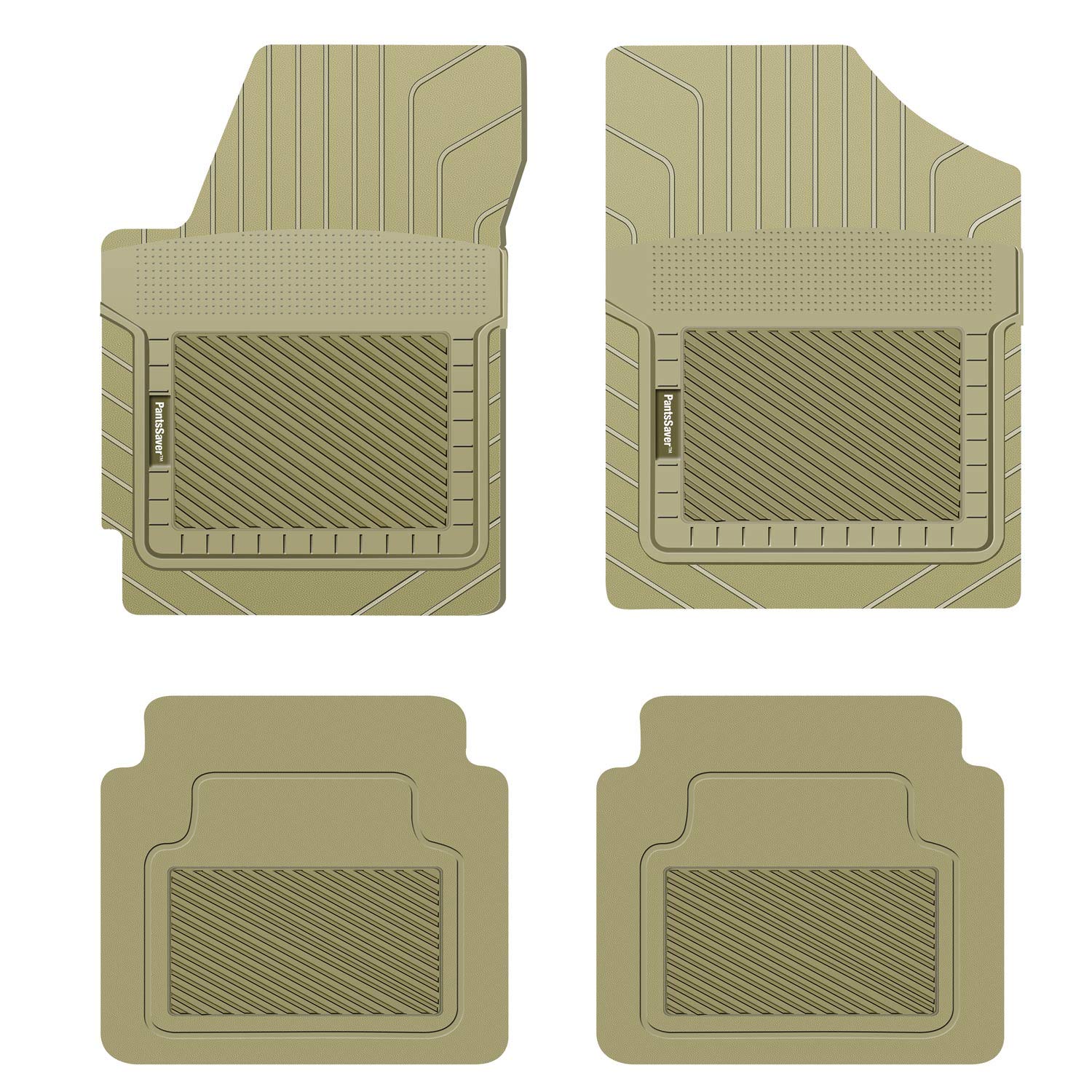 PantsSaver Custom Fit Floor Mats for Volvo S60 2020 All Weather Protection-4 Piece Set-High Raised Border Protection Great for Catching Spills & Easy Rinse-Car Accessories-Tan