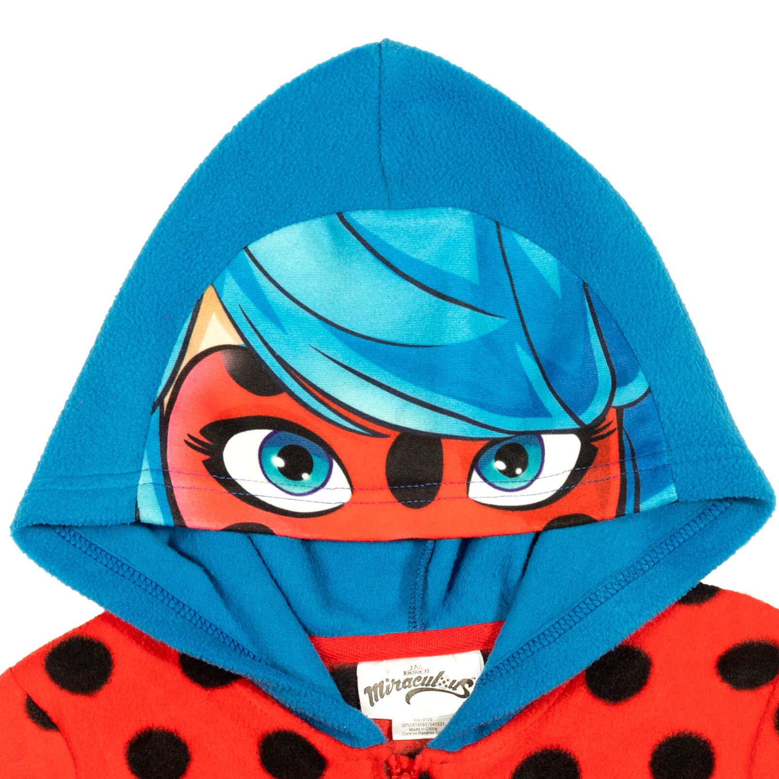 Miraculous Ladybug Big Girls Zip-Up Onesie Pajama Coveralls Red 10-12