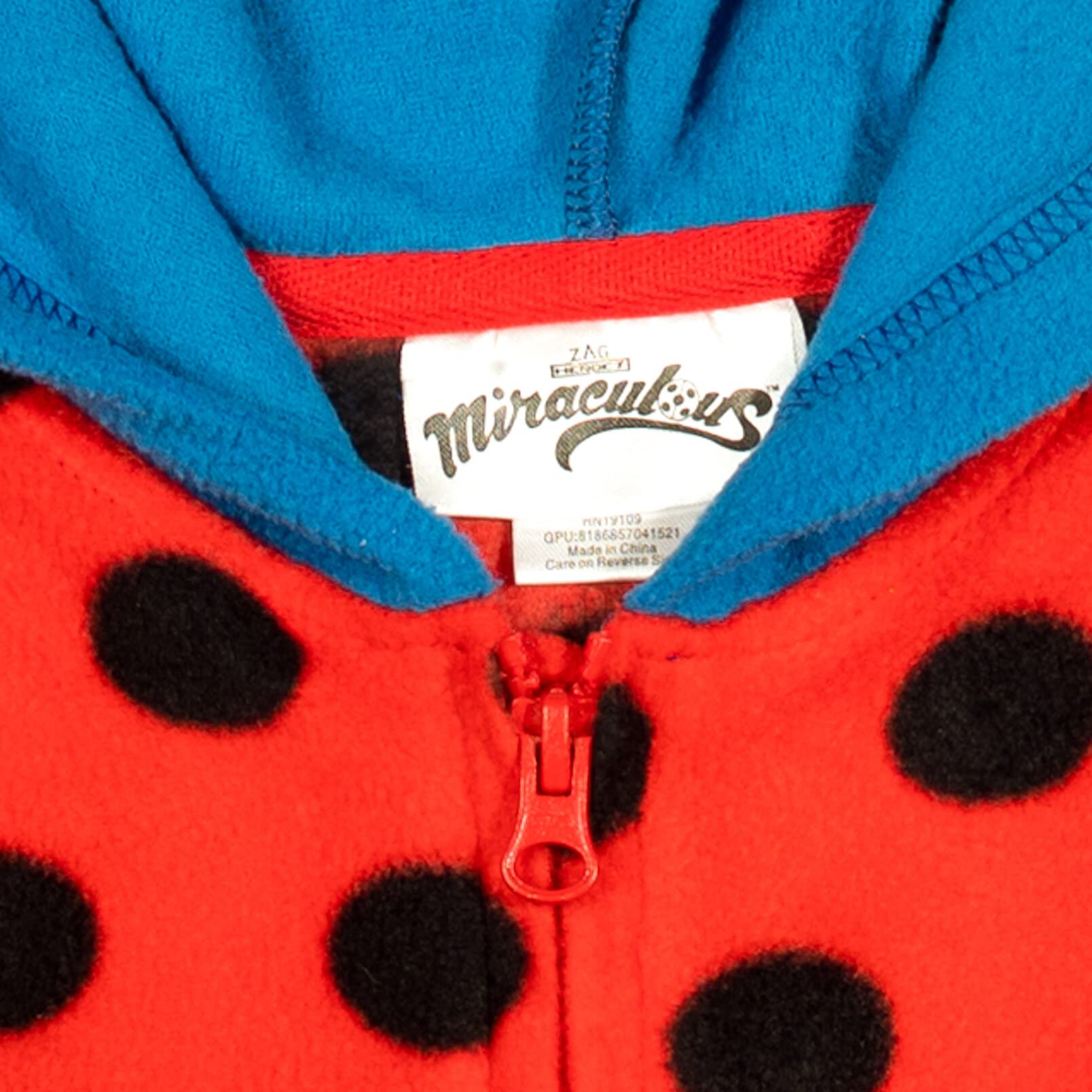 Miraculous Ladybug Big Girls Zip-Up Onesie Pajama Coveralls Red 10-12