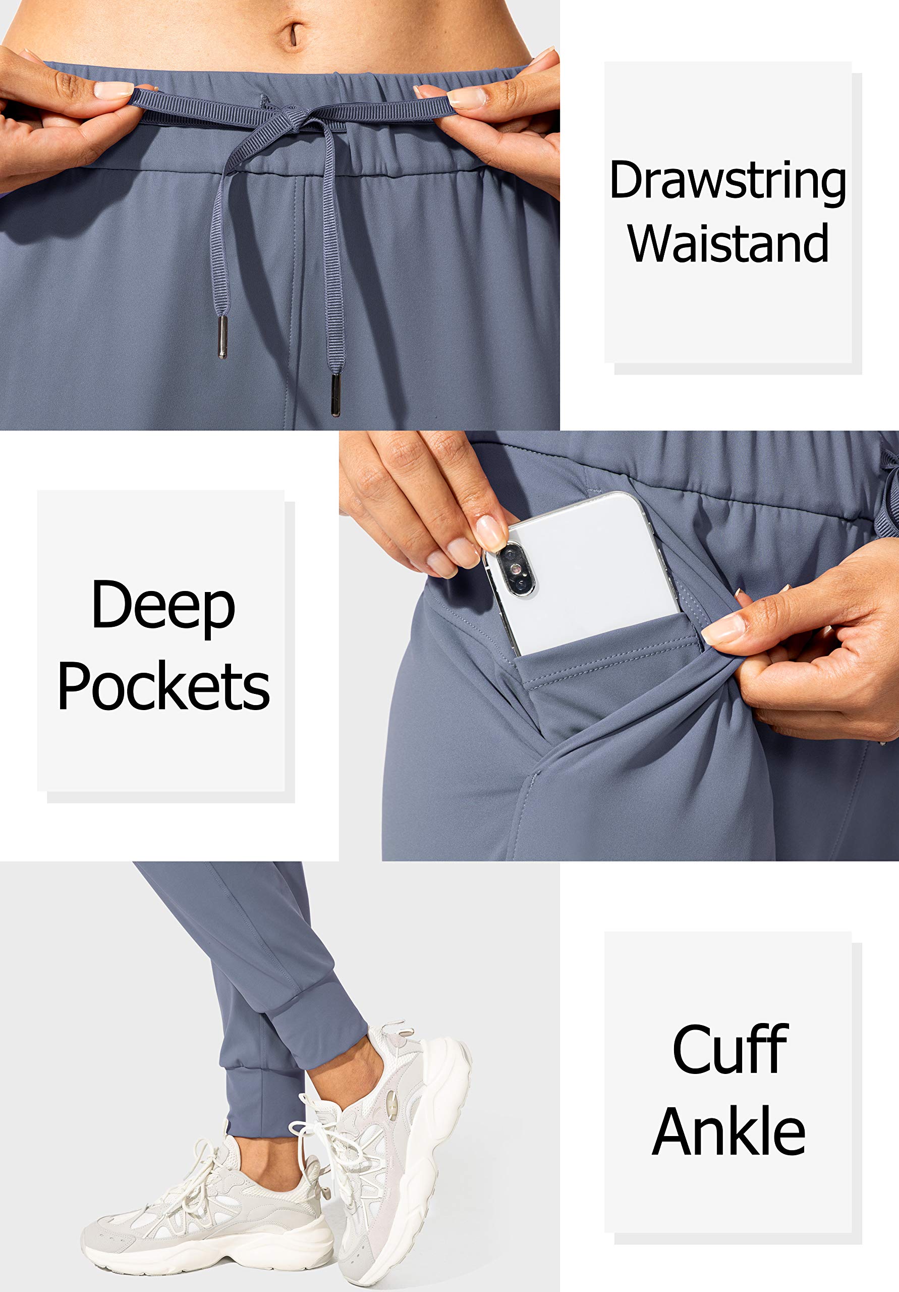 SANTINY Women's Joggers Pants Pockets Drawstring Running Sweatpants for Women Lounge Workout Jogging(Dusty Blue_XS)