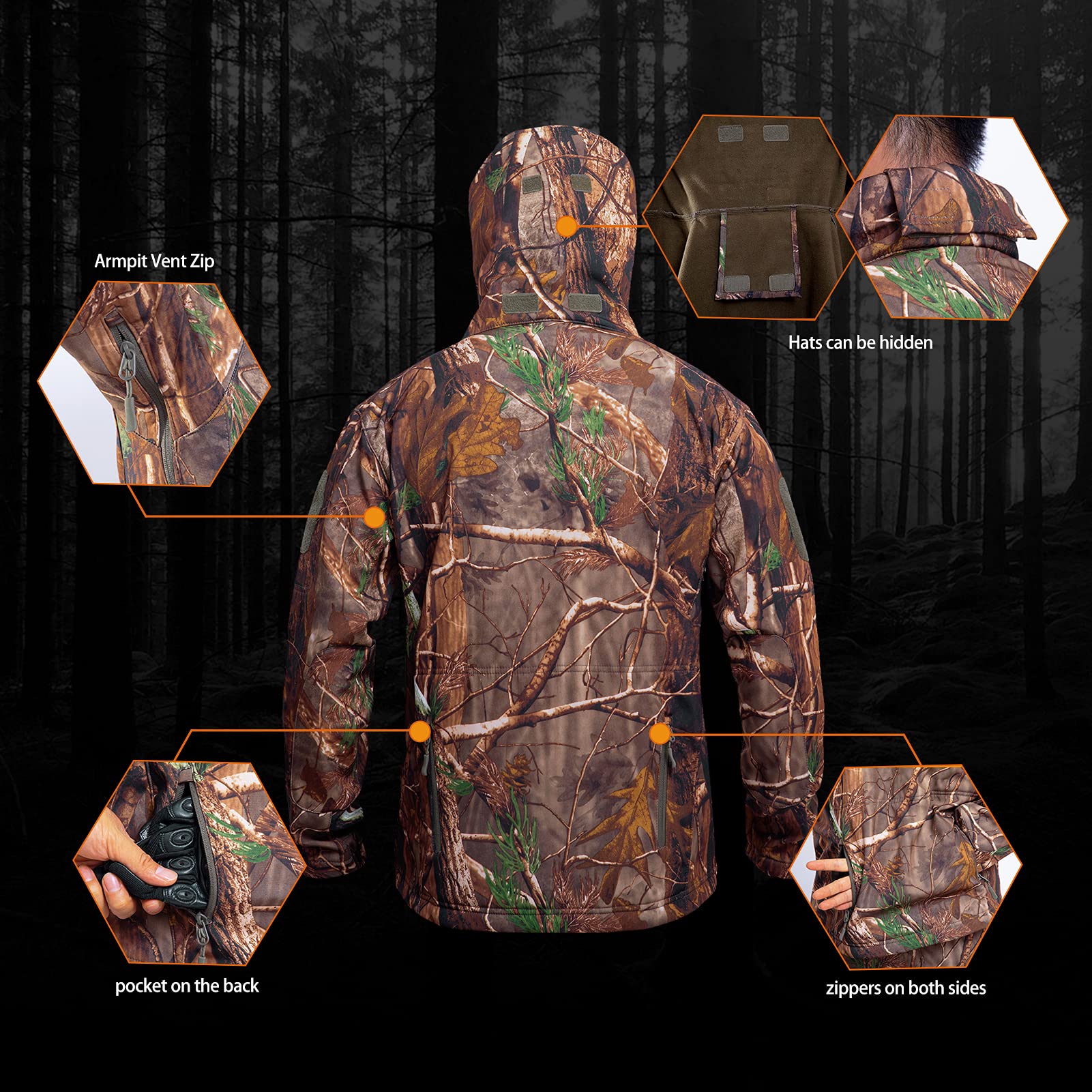 YEVHEV Quiet Hunting Clothes Suit Clothing Gear Camouflage Hoodie Jacket Pants