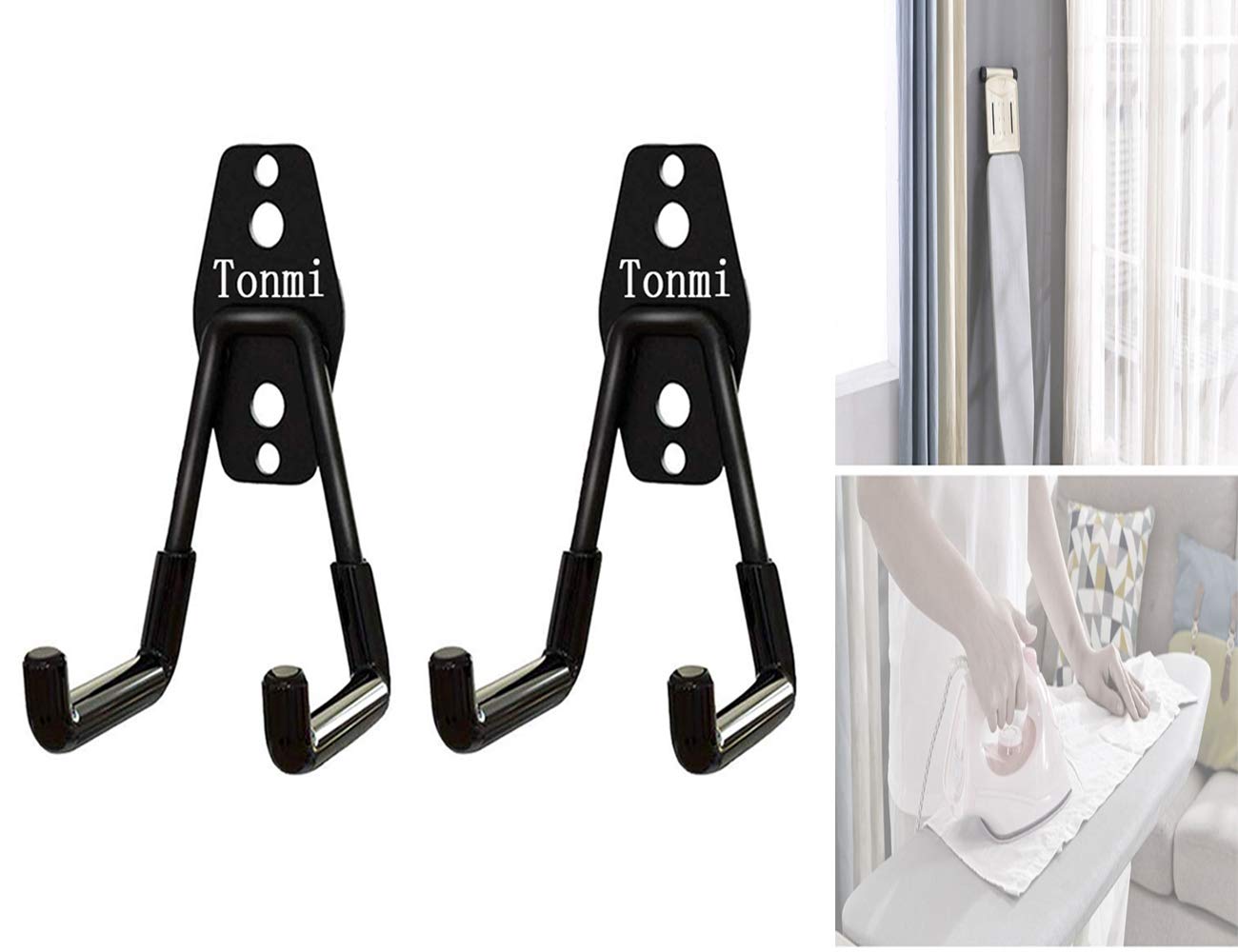 2Pcs Ironing Board Hook Wall Mount, Wall Mount Ironing Board Holder, Ironing Board Hanger Wall Mount, Ironing Board Wall Mount, for Laundry Rooms, Utility Rooms, Closetssaving, No Ironing Board