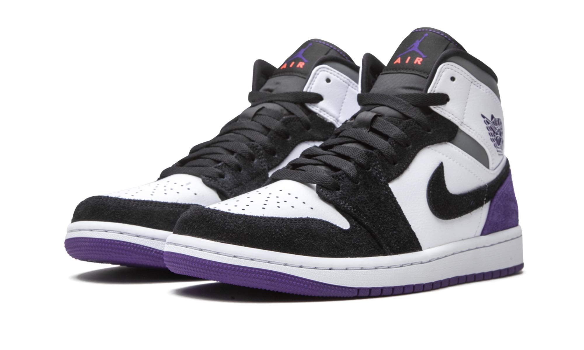 Nike Men's Air Jordan 1 Mid Se Court Purple Suede, White/Court Purple/Black, 7.5