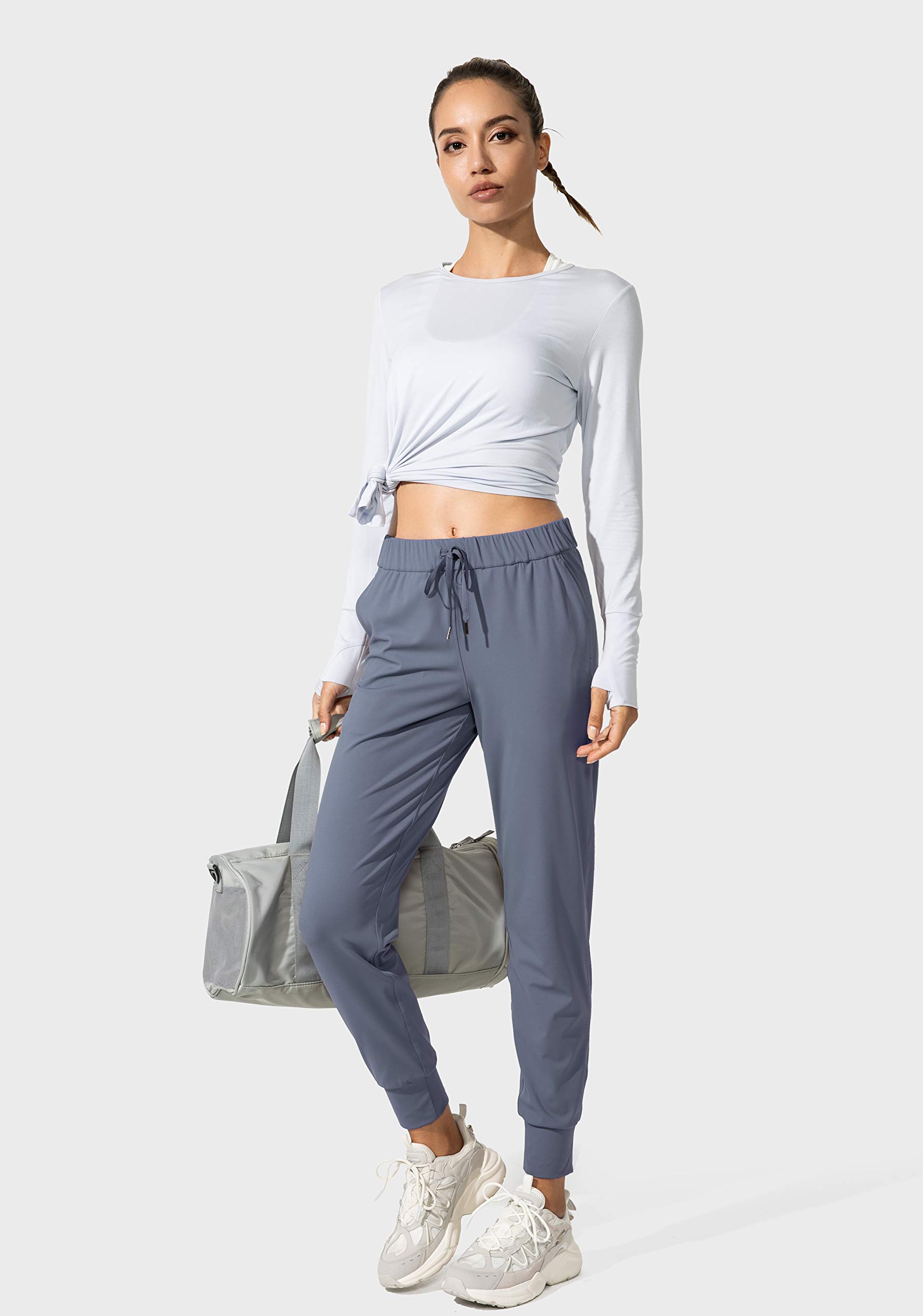 SANTINY Women's Joggers Pants Pockets Drawstring Running Sweatpants for Women Lounge Workout Jogging(Dusty Blue_XS)