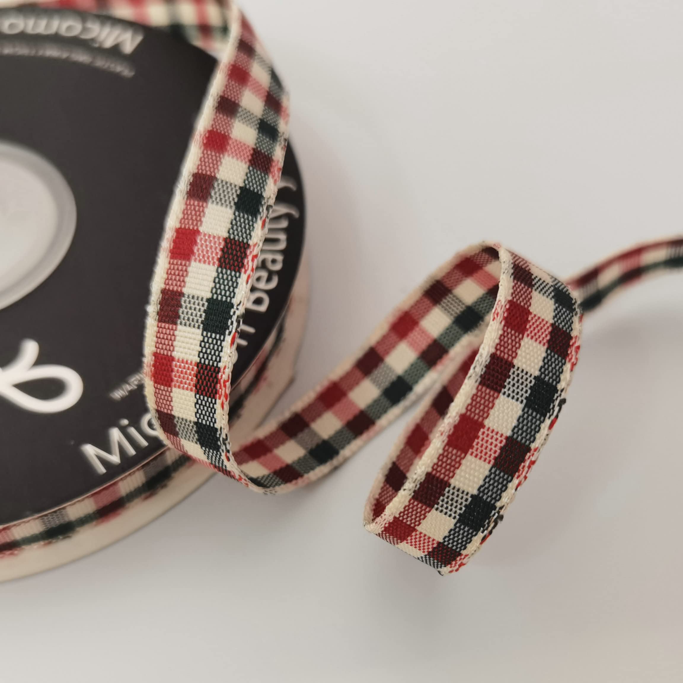 Micomon Red and Green Gingham Ribbon Buffalo Ribbon Checkerd Christmas Ribbon 25 Yards Each Roll 100% Polyester (3/8",RedGreen)
