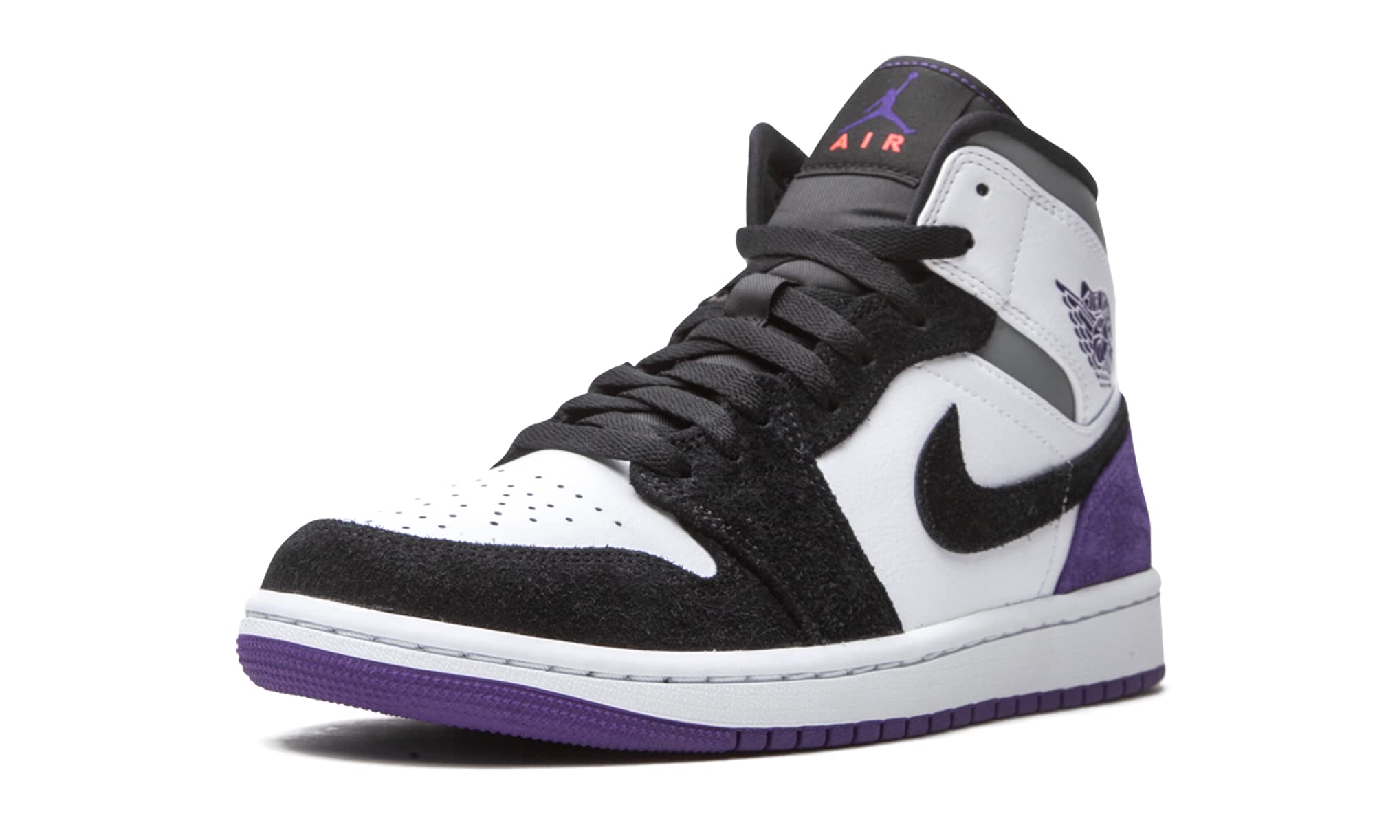 Nike Men's Air Jordan 1 Mid Se Court Purple Suede, White/Court Purple/Black, 7.5