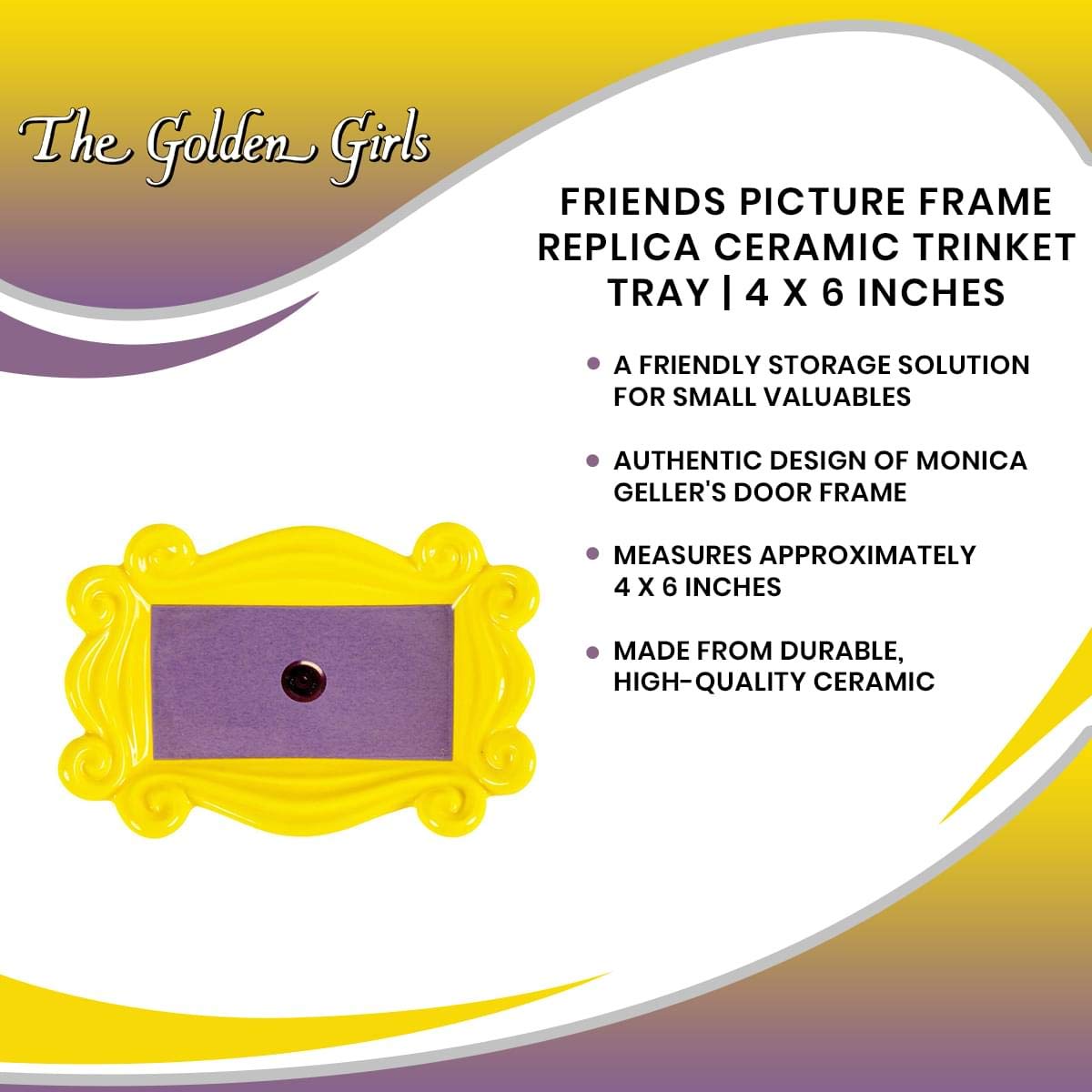 Ukonic Friends TV Show Ceramic Trinket Tray | Authentic Replica Of Monica Geller's Picture Frame Peephole | Decor Accent And Storage Dish For Jewelry, Accessories, Keys, Small Valuables | 4 x 6 Inches