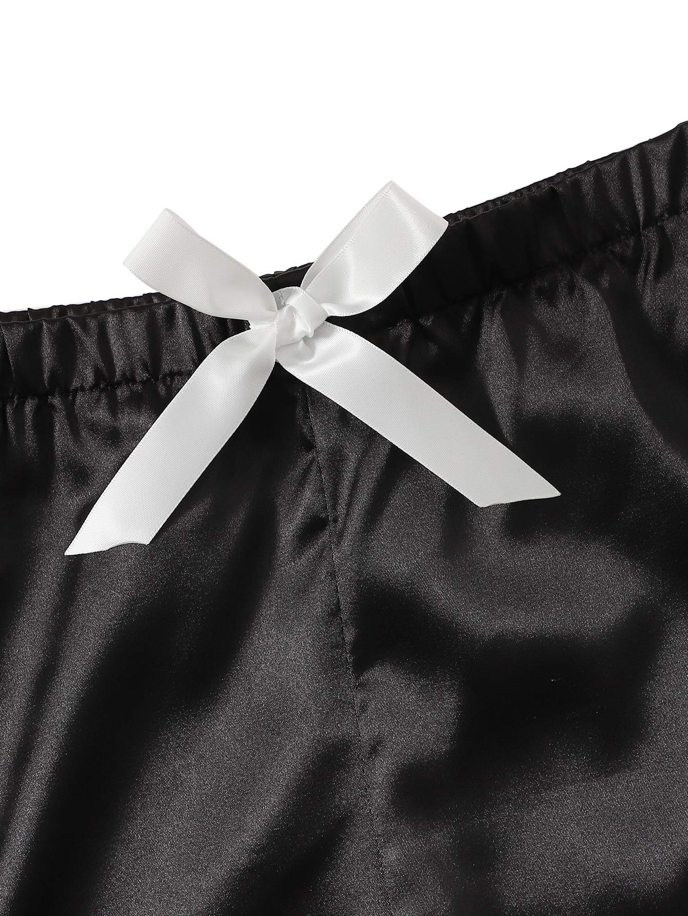 WDIRARA Women's Pajama Sets Satin Short Sleeve Down Shirts and Shorts Sleepwear PJ Set Dull Black Medium