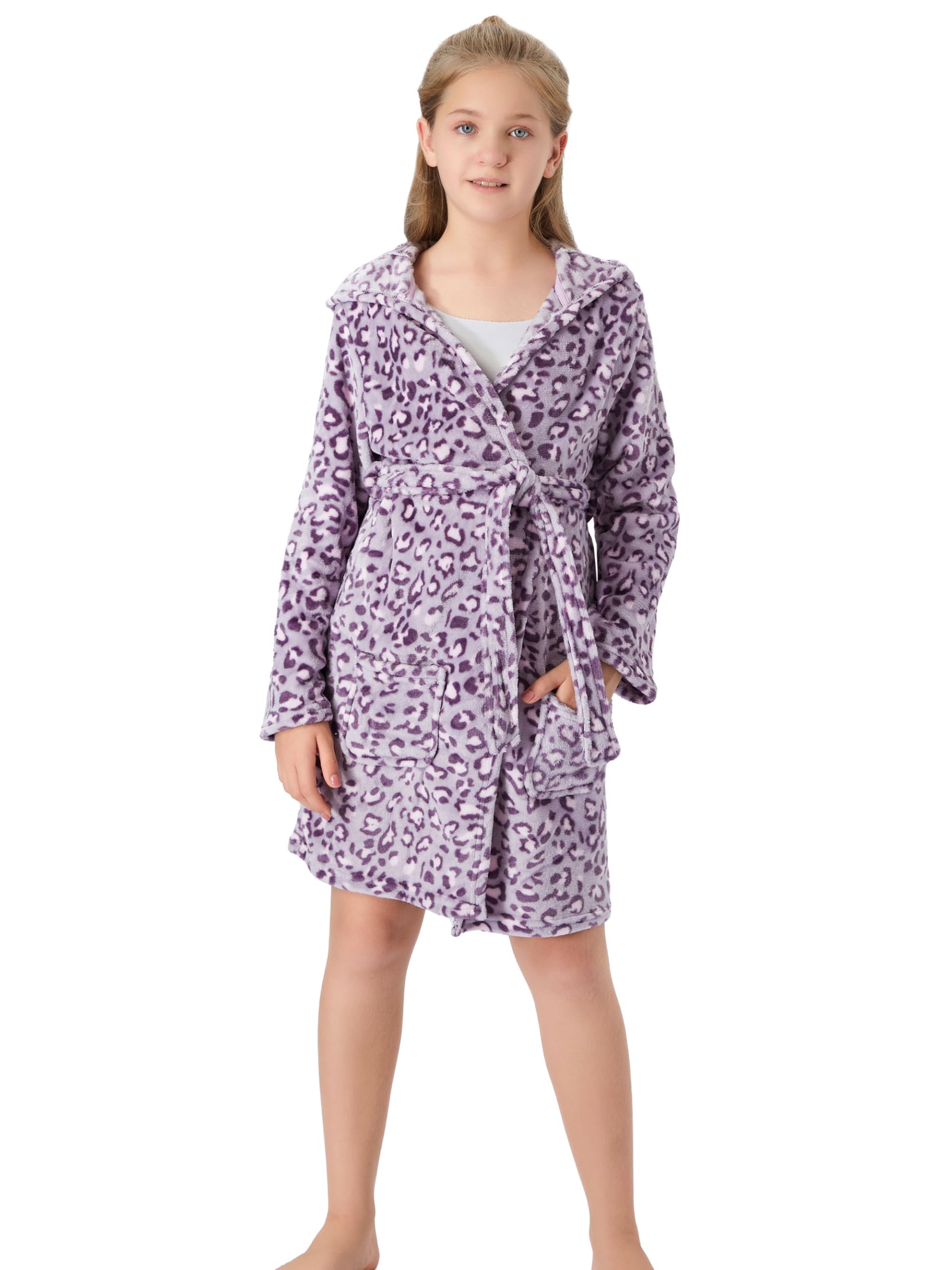 Topgal Cat Robe for Girls Cute Cozy Hooded Cat Ears Bathrobe Little Kids Teens Size 10
