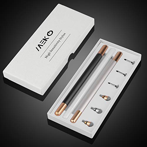 MEKO 2 in 1 Universal Disc Stylus Pens for Apple iPhone/Android/Microsoft/Surface and Other Touch Screens with 6 Replacement Tips - 3 Pack