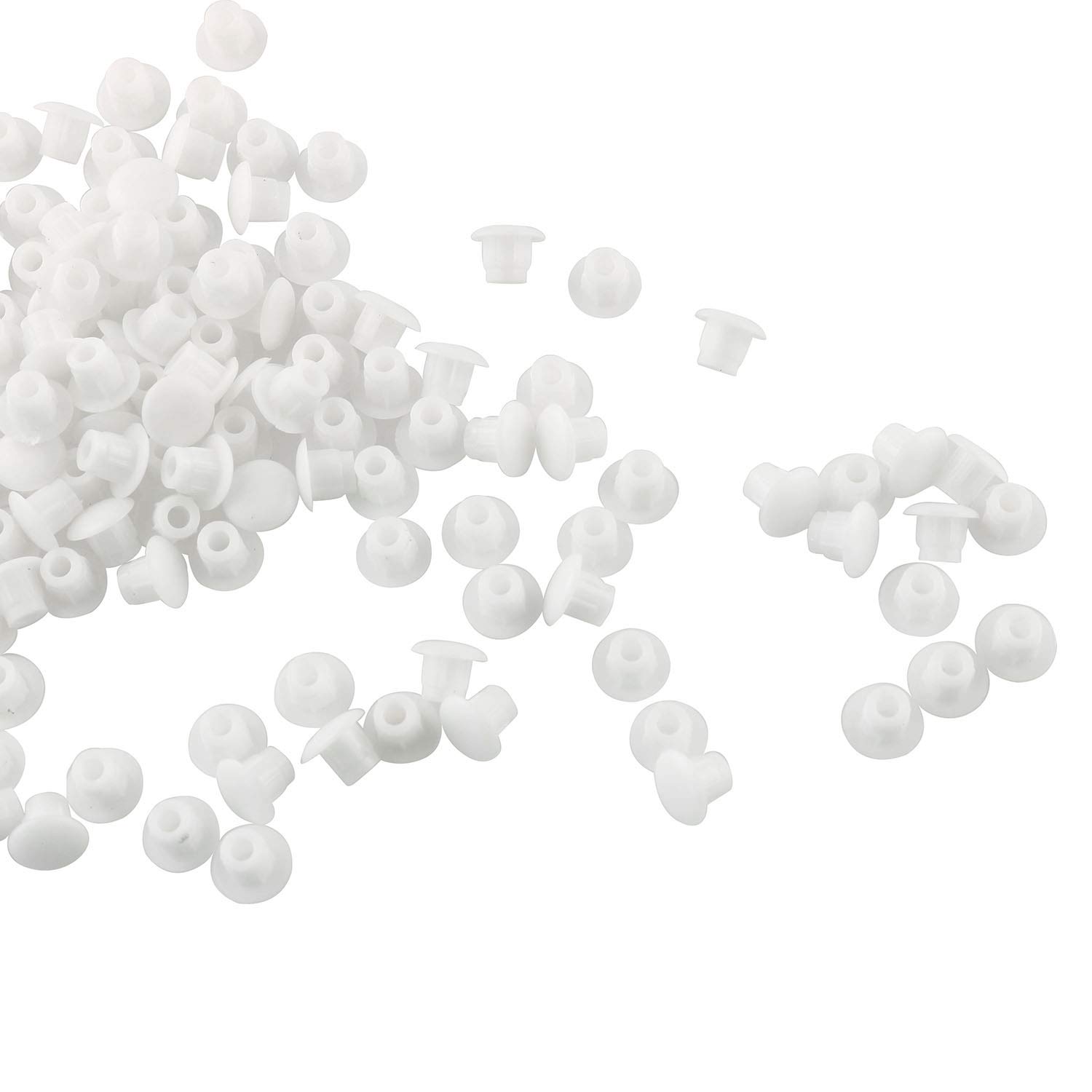 Tegg Screw Caps Cover 100PCS 5mm(3/16Inch) Flush Type White Plastic Panel Hole Plugs Button Tops for Cabinet Cupboard Shelf Furniture