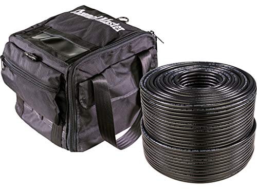 Channel Master Coax+ Coaxial Cable & Tool Bag System - 500 FT Premium-Grade RG6 Coaxial Cable, Enhanced Tri-Shield Construction Reduces RF Interference and TV Reception Issues, Indoor/Outdoor (Black)