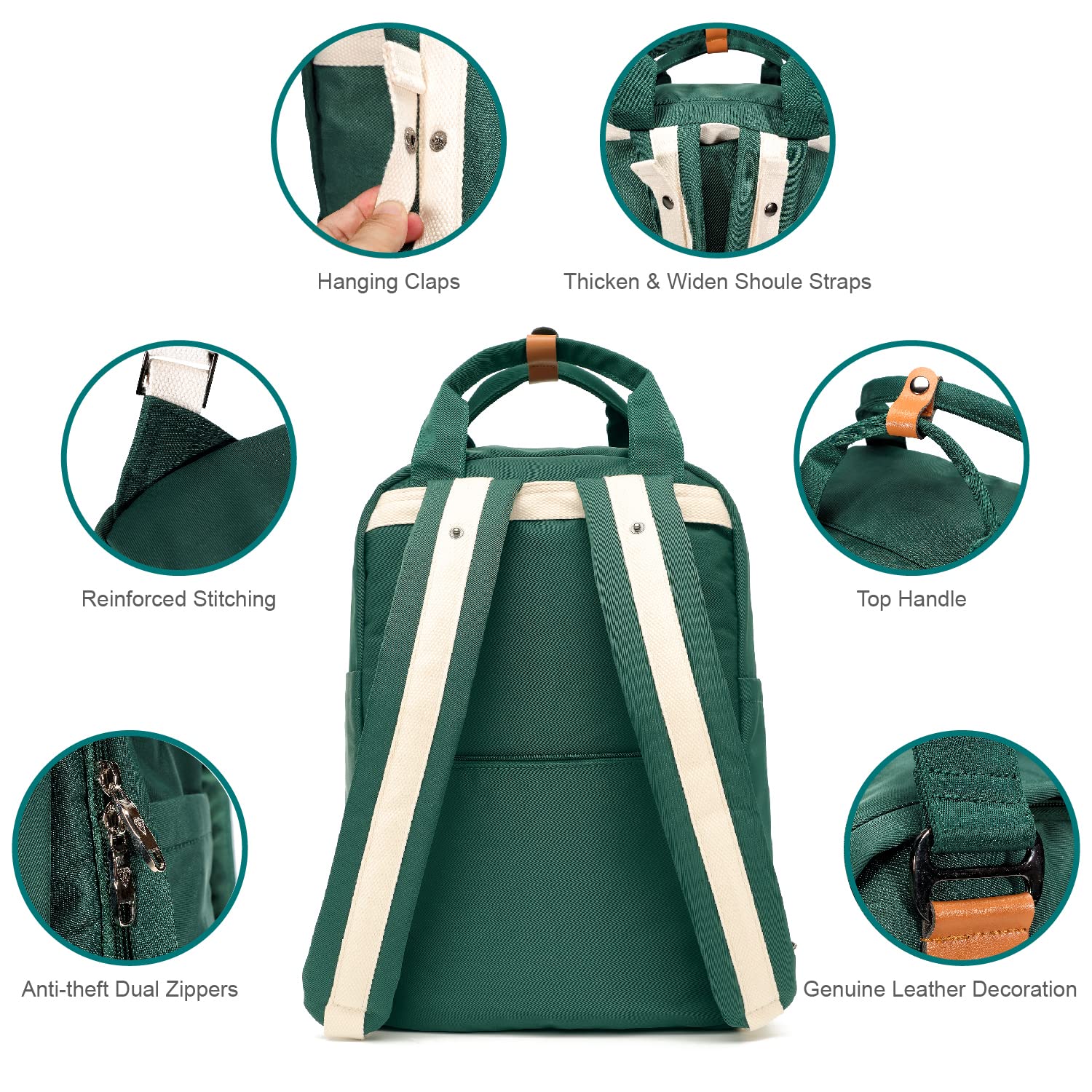 AO ALI VICTORY Laptop Backpack 15.6 Inch for Women Men Teacher Backpacks Nurse Bag Anti Theft Travel Back Pack Large College Bookbag (Medium, Olive Green)