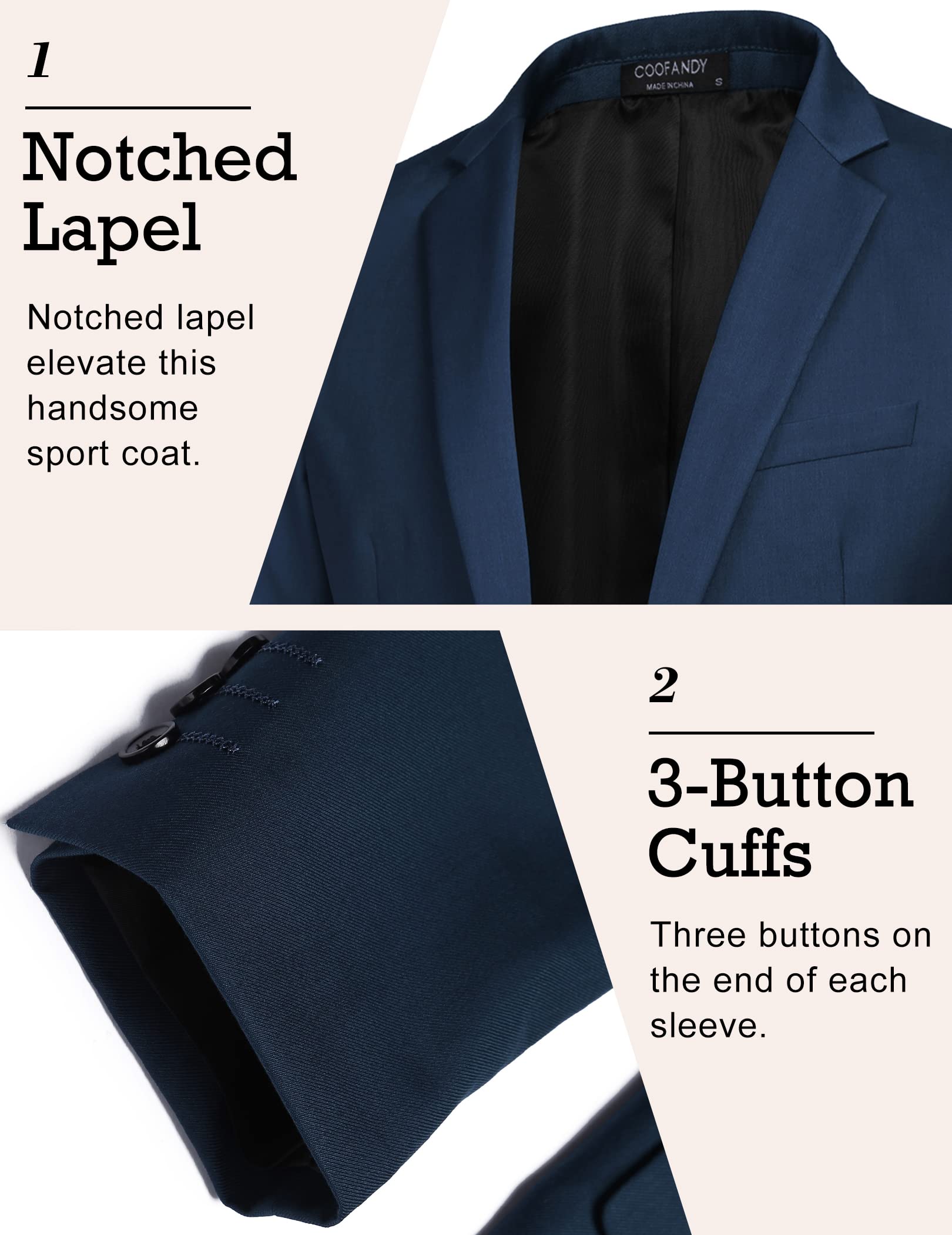 COOFANDY Mens Casual Blazer Fashion Sport Coats Slim Fit Business Suit Jacket Formal Blazer (Blue XXL)
