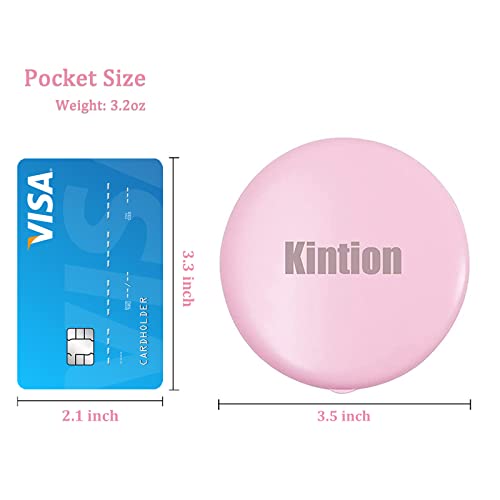 Kintion Compact Mirror with Light, 1X/10X Magnification Travel Mirror, Rechargeable Pocket Mirror LED Purse Mirror, 2-Sided, Folding, Handheld, Round, Small Makeup Mirror with Light for Gift (Pink)