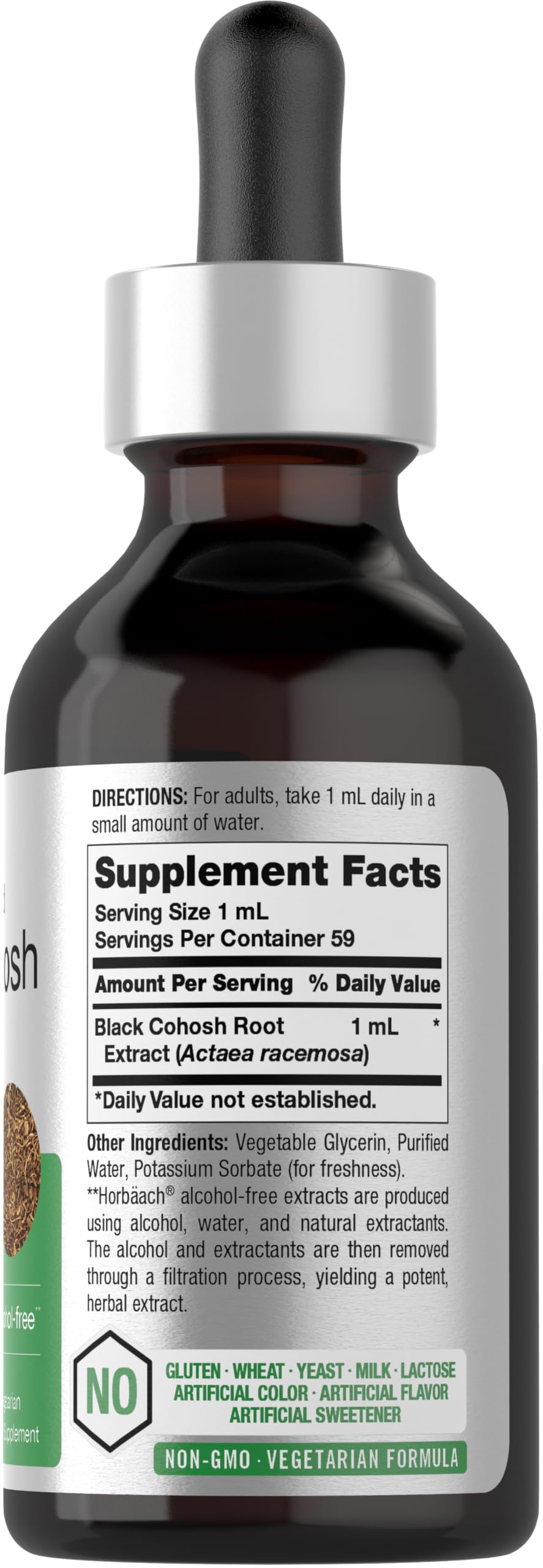 Horbäach Black Cohosh Root Tincture | 2 fl oz | Liquid Extract | Alcohol Free Herb Drops | Vegetarian | Non-GMO, Gluten Free Supplement