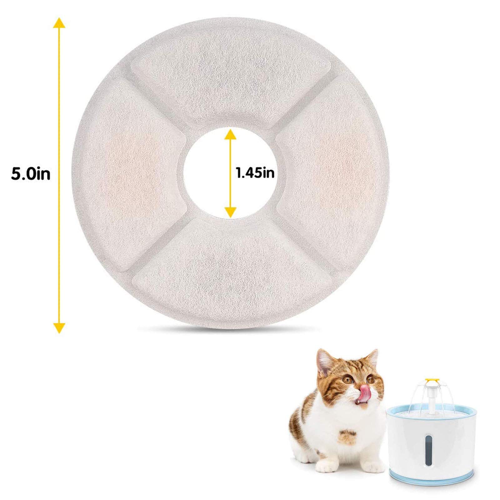 ASDASD Pet Water Fountain Replacement Filter,Cat and Dog Activated Carbon Round Fountain Filter Keep Water Fresh Removes Odors (12 Packs)