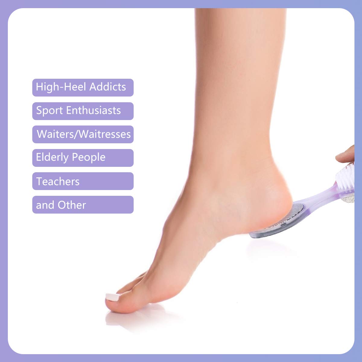 Fangze Pumice Stone Brush for Feet - 2 Pack Foot Brush Scrubber 4 in 1 Foot File Pedicure Paddle Kit for Foot Care (Lilac and Blue)