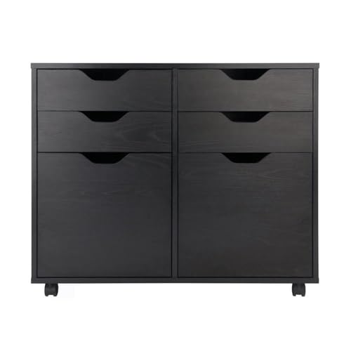 Winsome Halifax Storage Mobile Cabinets, 2 Doors, 4 Drawers, for Home Office, Black